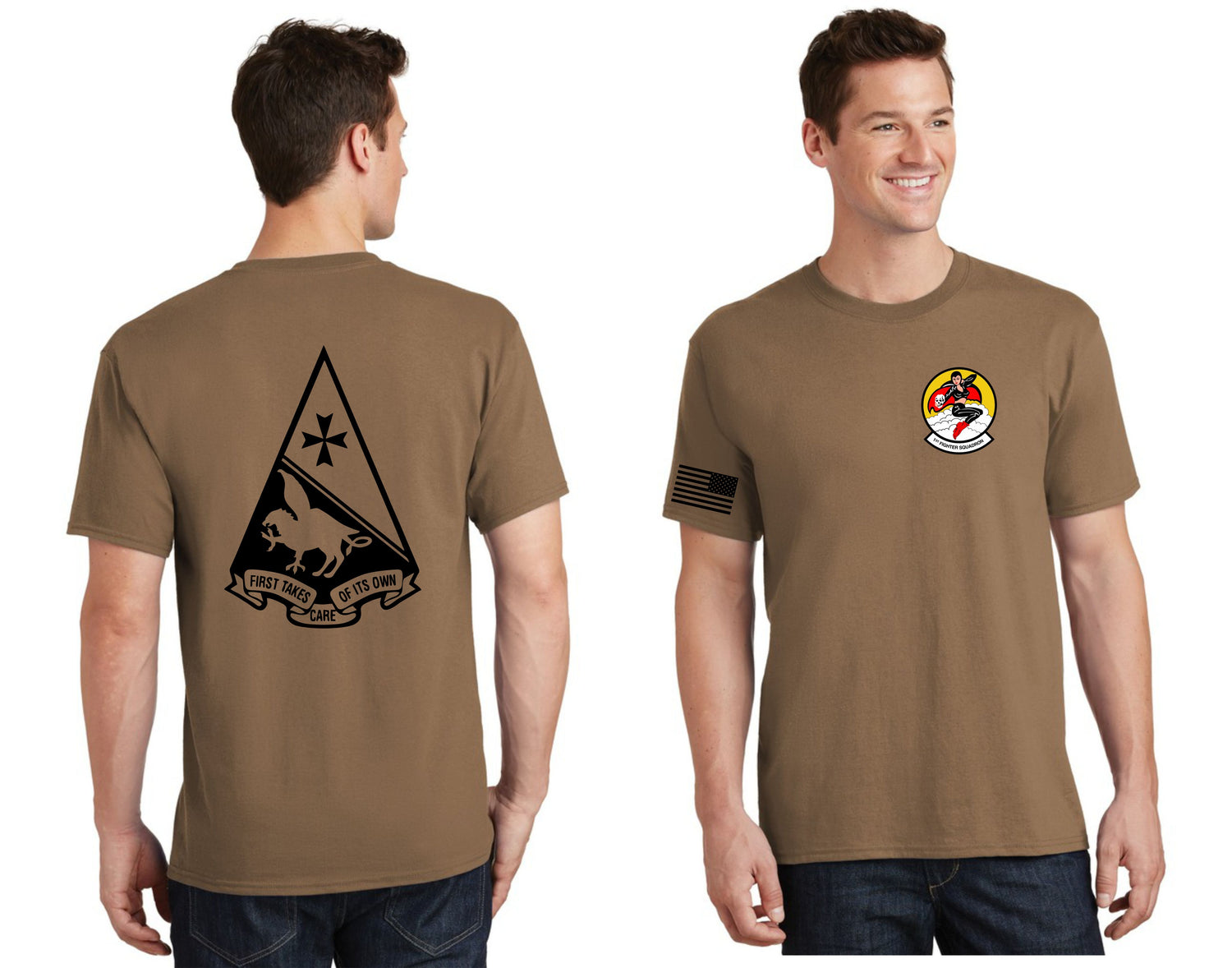 Custom military shirts | personalized Coyote brown squadron shirts